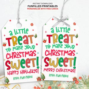 Christmas Treat Tags, Sweet Treat Christmas Favors Tags, Treat Bag Tags ...