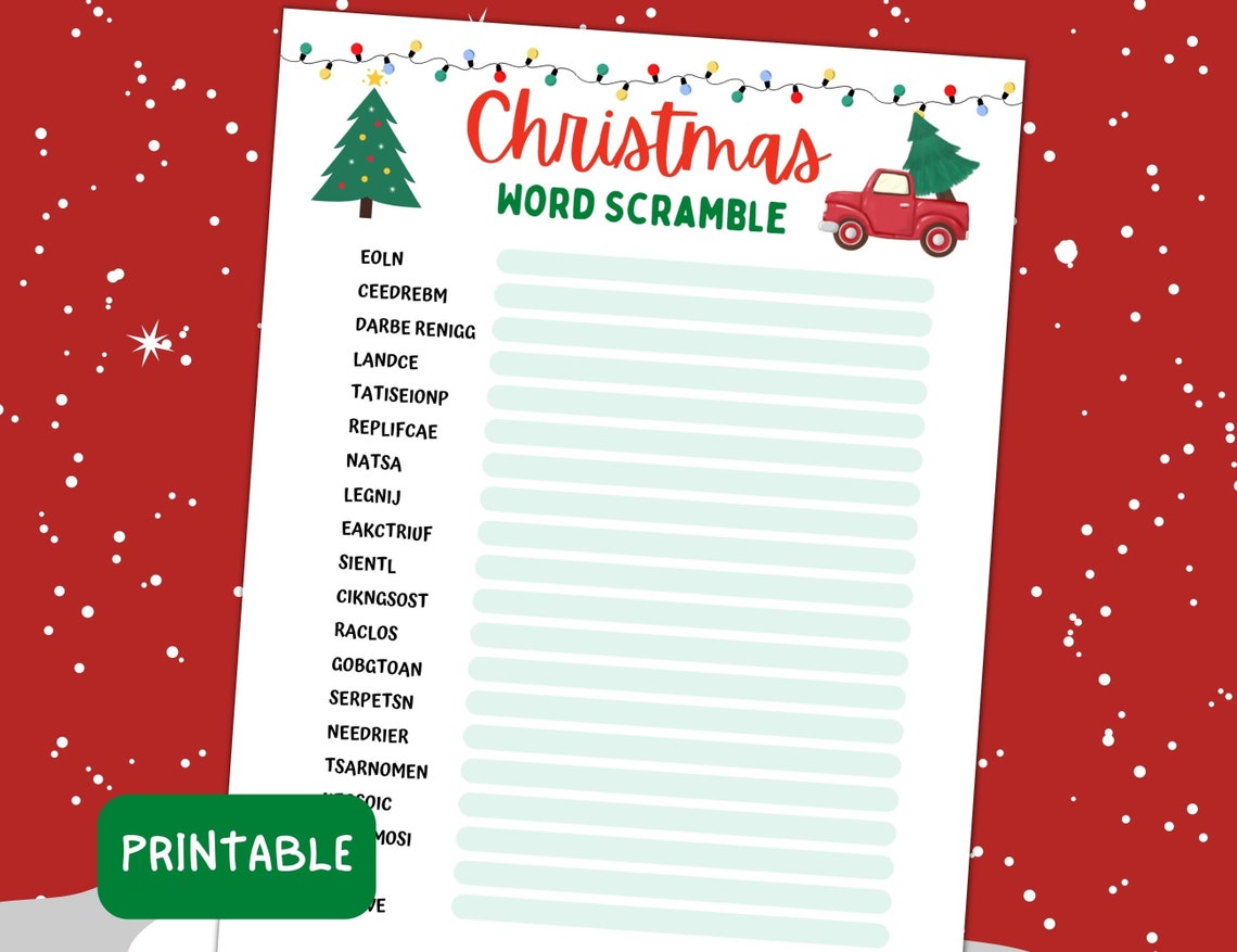 Christmas Word Scramble Game Printable Christmas Party Game for Kids ...
