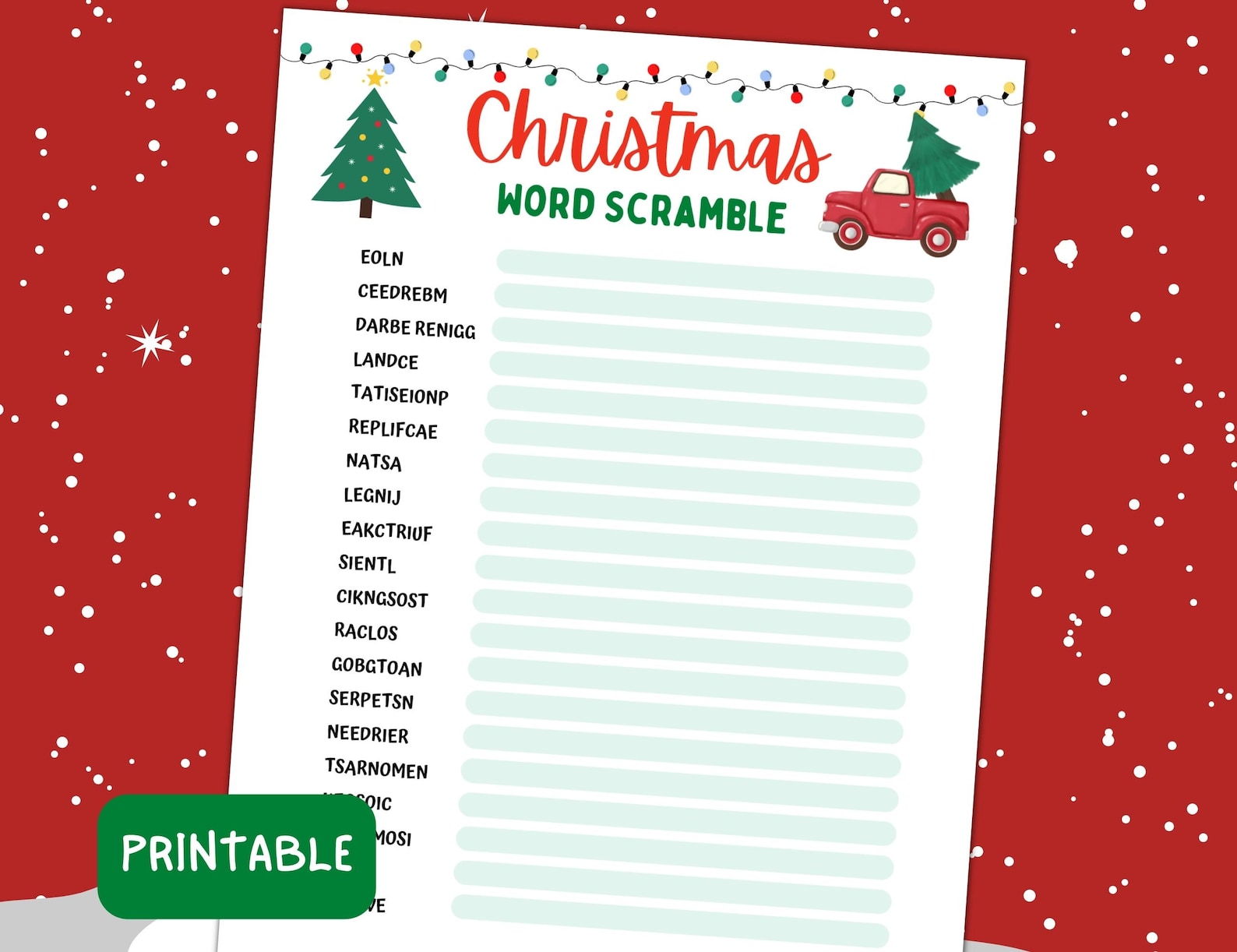 Christmas Word Scramble Game Printable Christmas Party Game for Kids ...