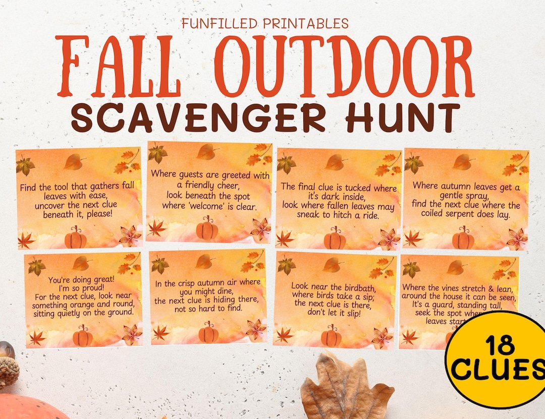 Outdoor Scavenger Hunt Fall Theme, Autumn Scavenger Hunt for Kids Teens ...