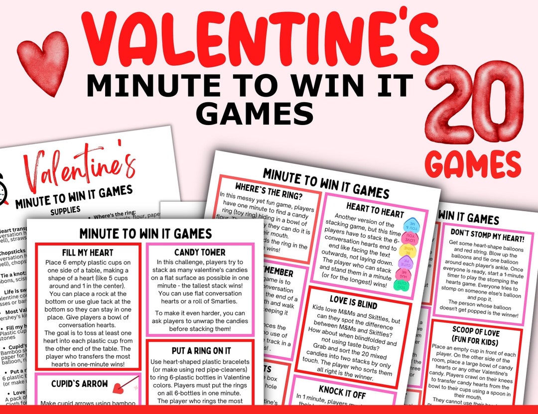 Valentine's Minute to Win It Games, Fun Valentines Party Games With ...