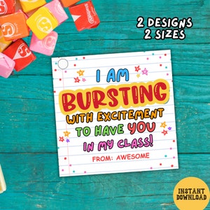 First Day of School Tag Starburst Gift Tag Back to School Bursting With ...