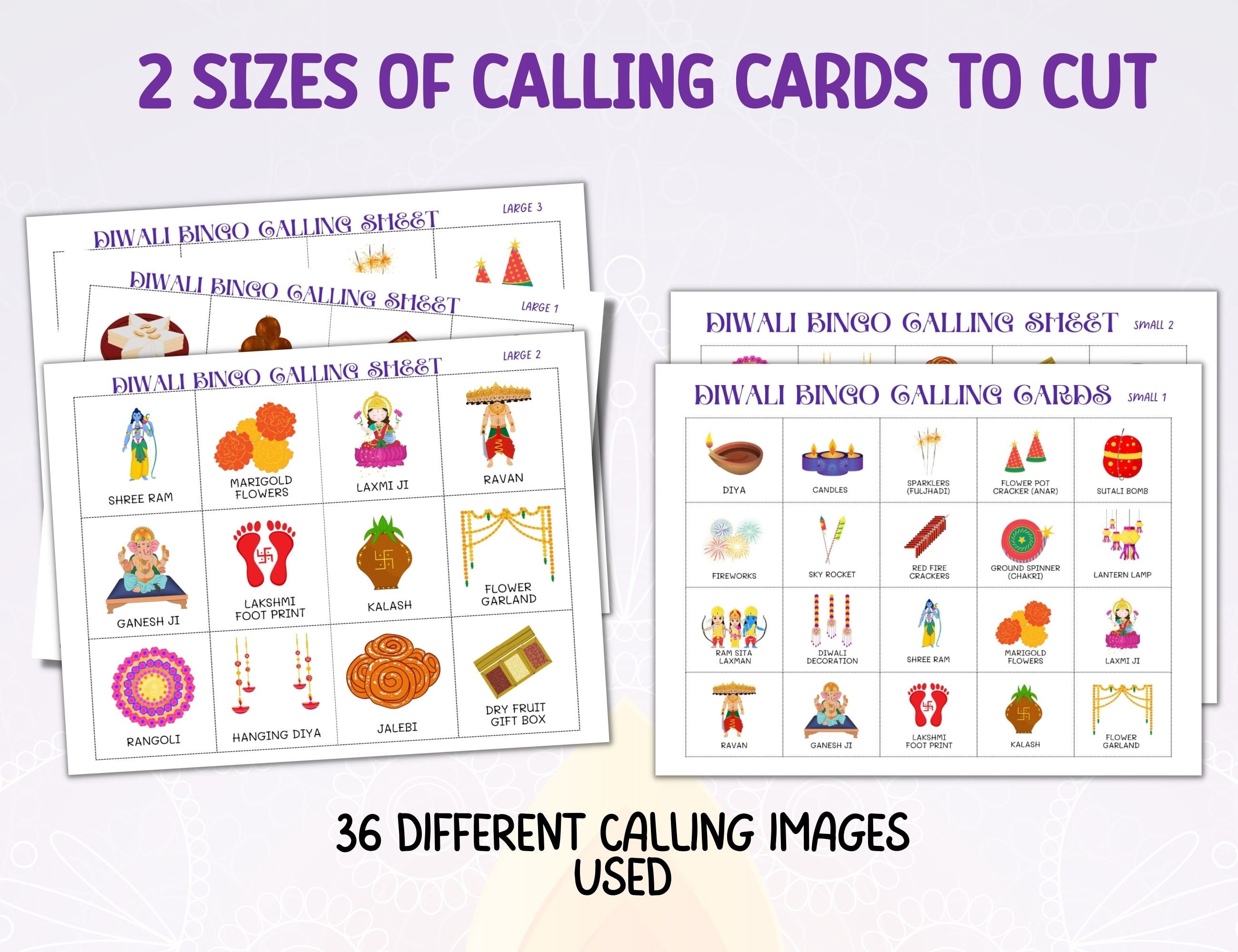 150 Diwali Bingo Cards, Diwali Bingo, Diwali Game, Printable Diwali ...