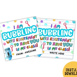 Bubbles Back to School Tag, Printable First Day of School Tag, Bubble ...