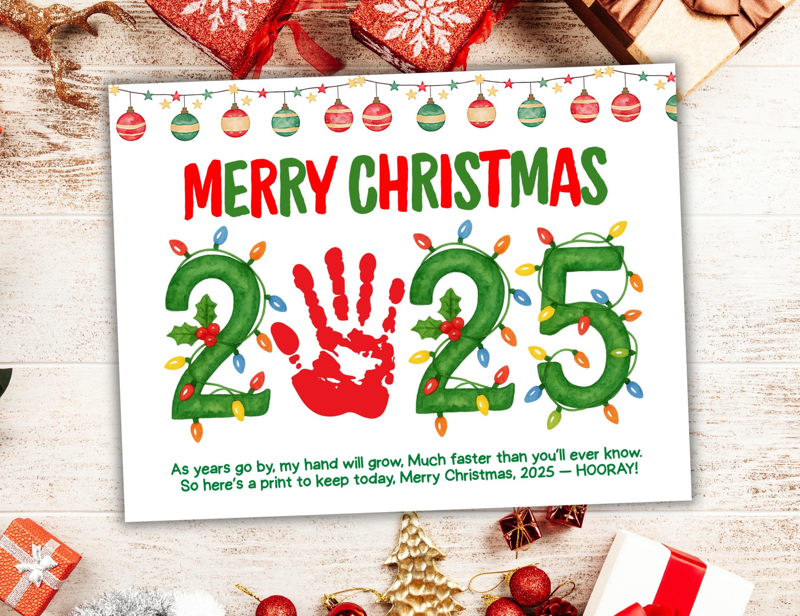 2025 Christmas Handprint Art Printable With Poem, Christmas Keepsake ...