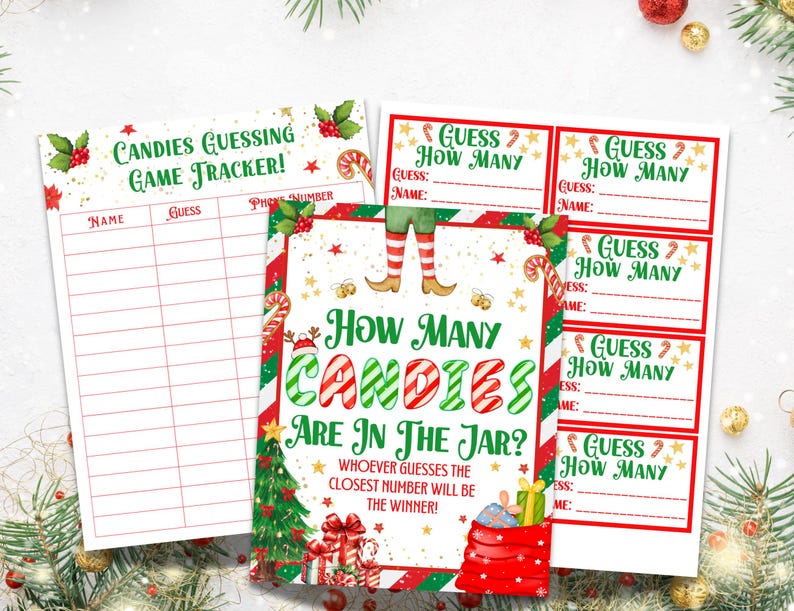 Guess How Many Candies in A Jar Christmas Game, Christmas Candy ...