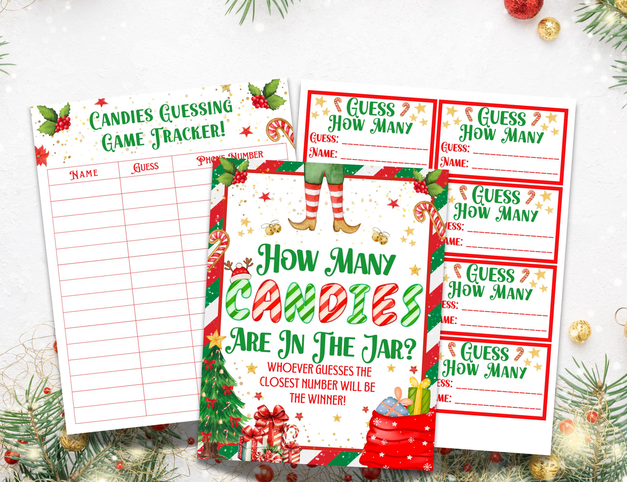 Guess How Many Candies in A Jar Christmas Game, Christmas Candy ...