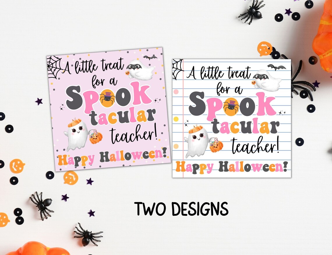 Halloween Teacher Tags, Retro Halloween Teacher Treat Tag Printable ...