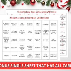 30 Christmas Song Bingo Cards, Christmas Party Games, Printable ...