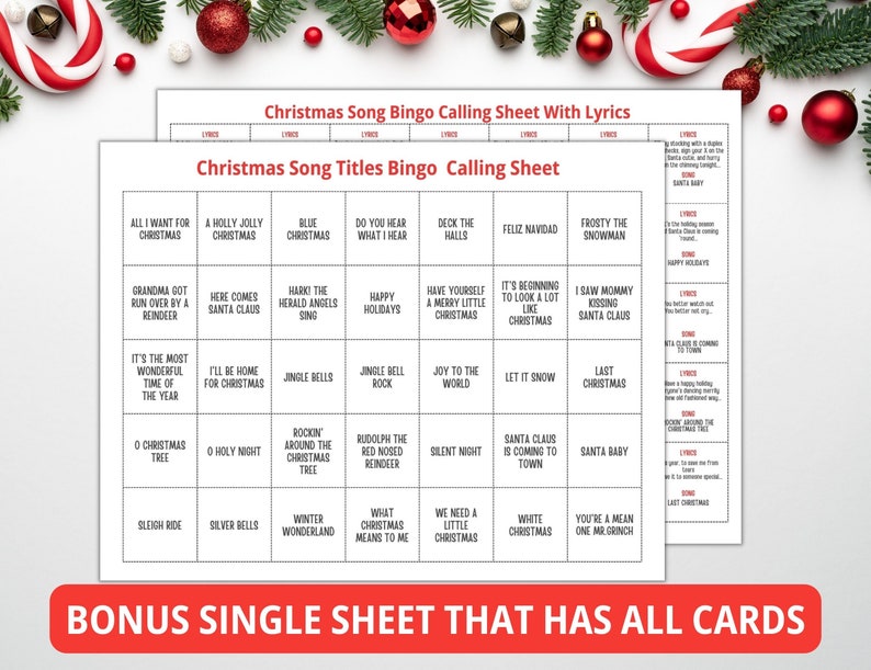Christmas Song Bingo, 100 Christmas Music Bingo Cards, Christmas Carol ...