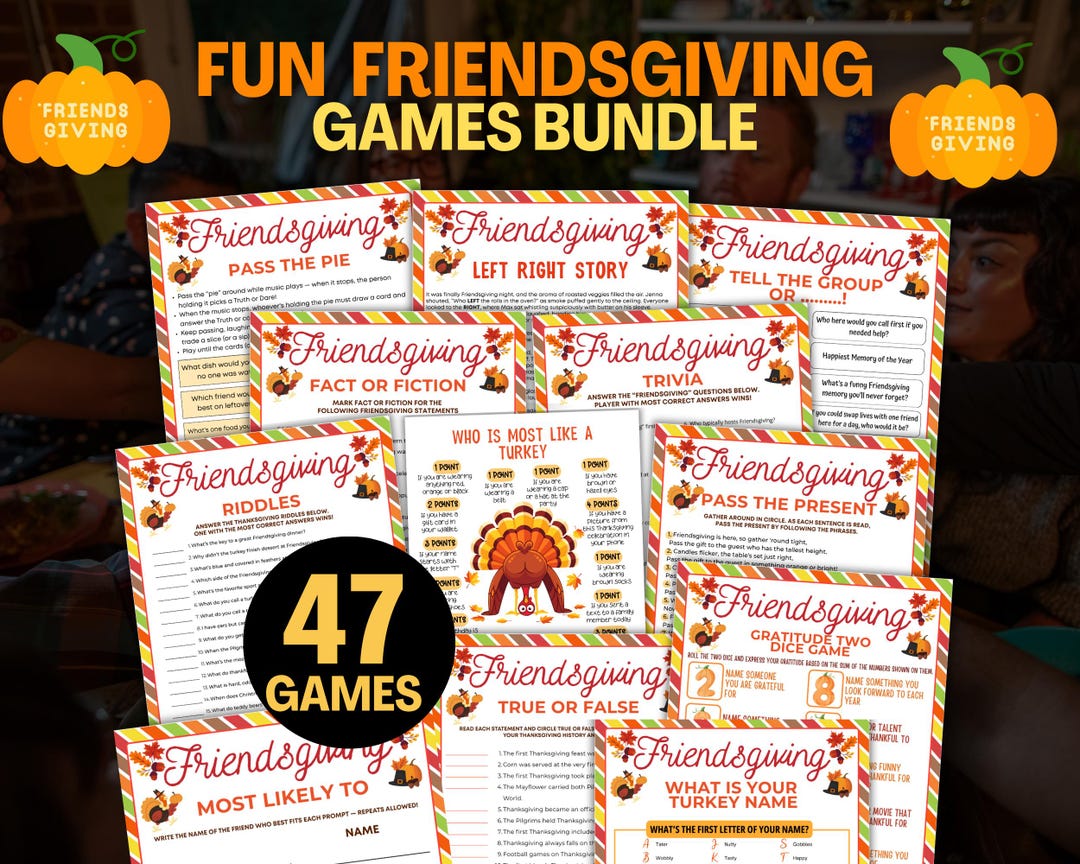 Friendsgiving Games Bundle, Friendsgiving Party Games for Adults Kids ...