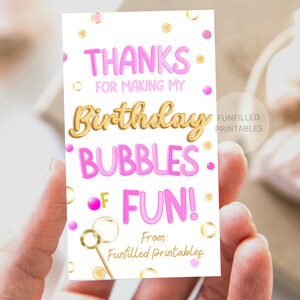 Bubbles Birthday Party Favor Tag, Bubble Wand Tags Girls, Pink Bubble ...