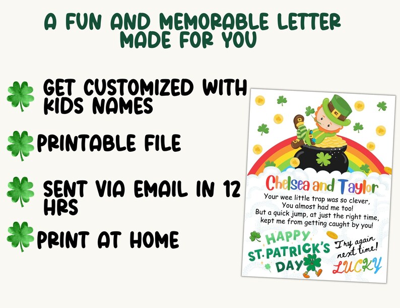 Printable Leprechaun Letter Personalized St Patricks Day - Etsy
