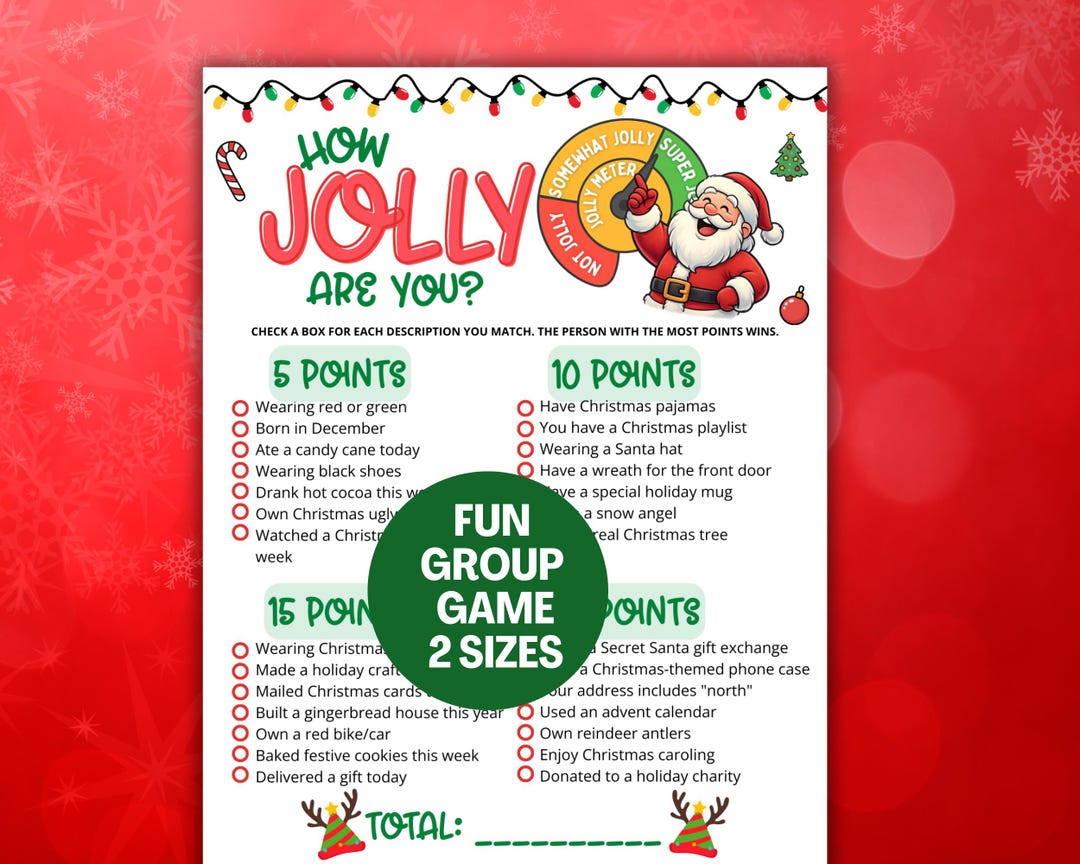 How Jolly Are You Christmas Party Game, Group Christmas Game for Adults ...