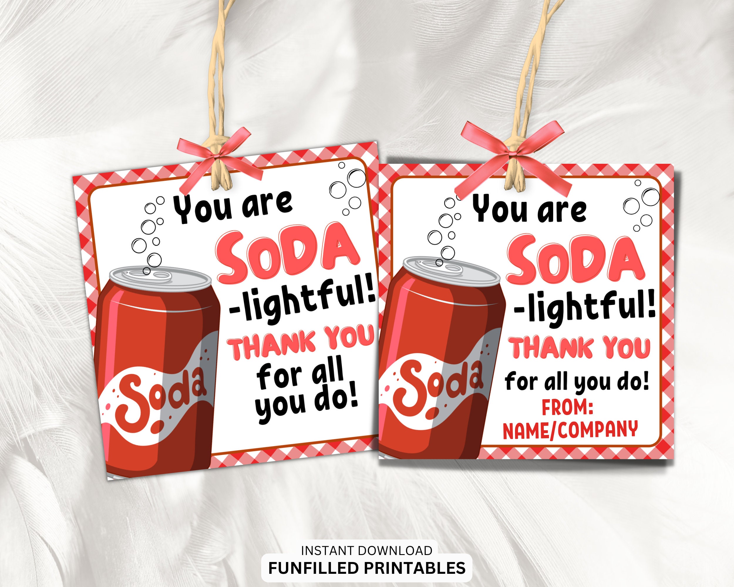 Soda Appreciation Tags, Employee Appreciation Day Soda Gift Tags ...