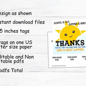 End of Year Teacher Gift Tag, School is Out Summer Gift Tag, Beach ...