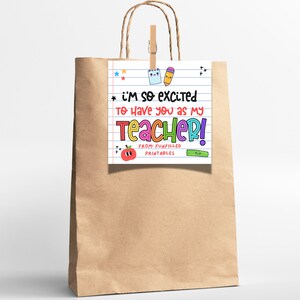 First Day of School Teacher Gift Tag From Student, Printable Back to ...