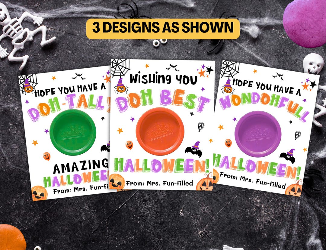Halloween Playdough Printable Holder, Playdough Favors Tag, Non Candy ...