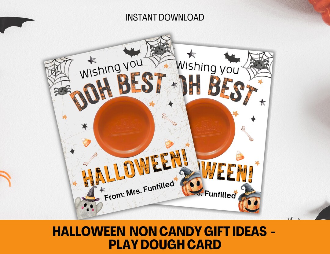 Halloween Play-dough Gift Tag for Kids, Non Candy Halloween Class ...