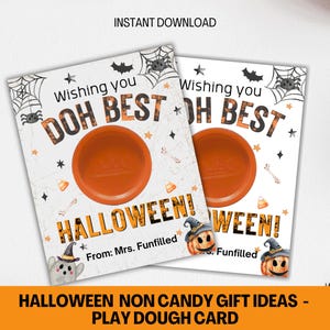Halloween Play-dough Gift Tag for Kids, Non Candy Halloween Class ...