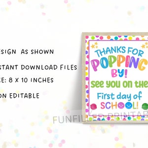Thanks for Popping by Printable Sign, Meet the Teacher Student Lollipop ...