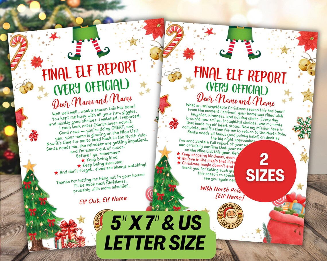 Editable Elf Goodbye Letter Nice List Report, Last Day Elf Departure ...