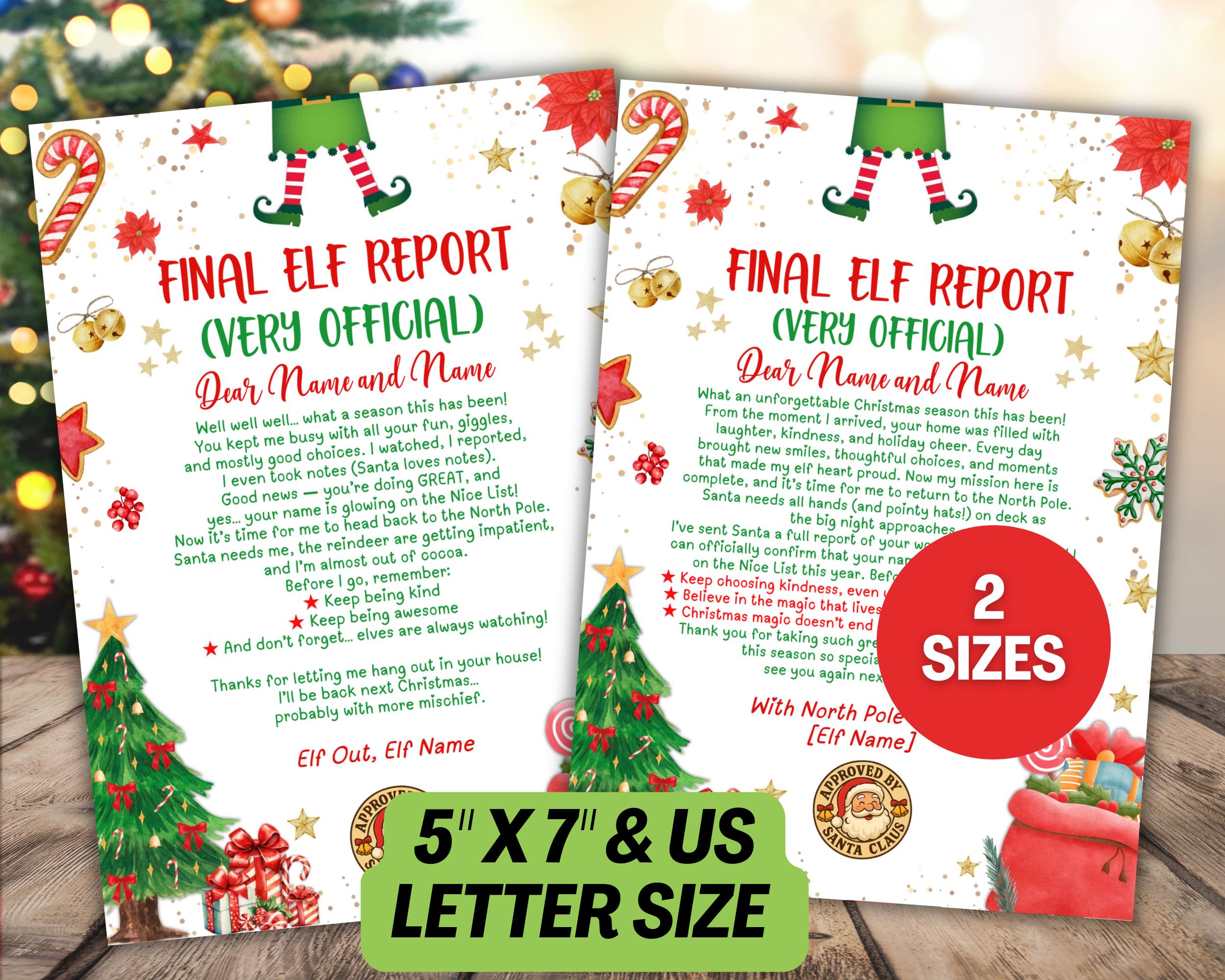Editable Elf Goodbye Letter Nice List Report, Last Day Elf Departure ...