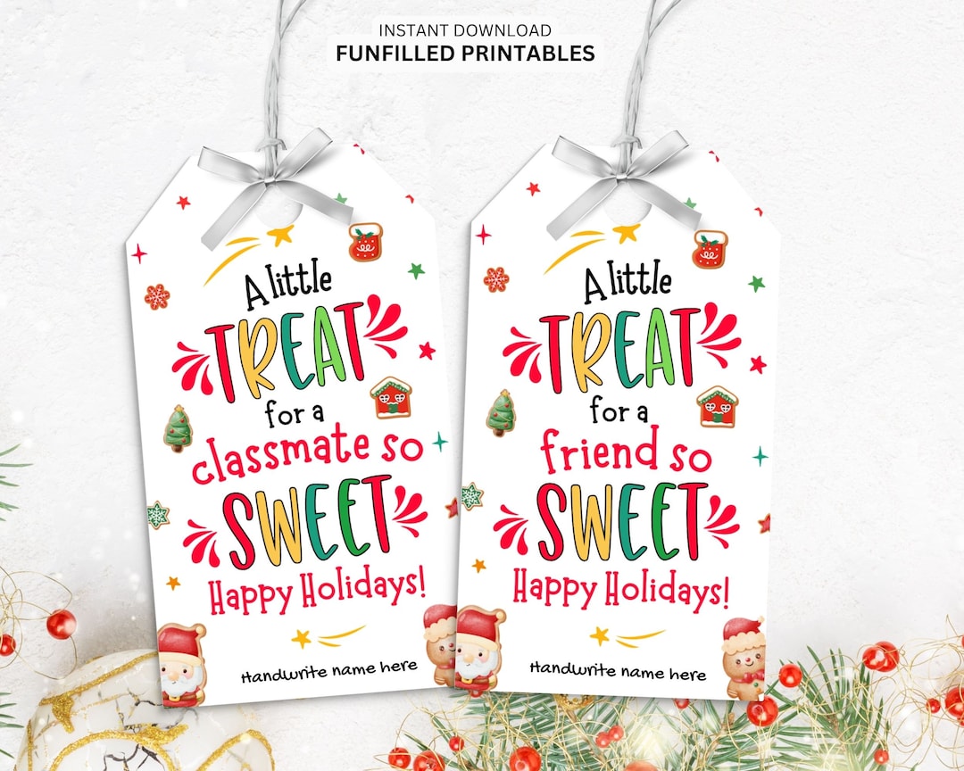 Kids Christmas Gift Tag, Christmas Treat Bag Tags for Classmates ...