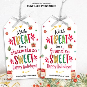 Kids Christmas Gift Tag, Christmas Treat Bag Tags for Classmates ...