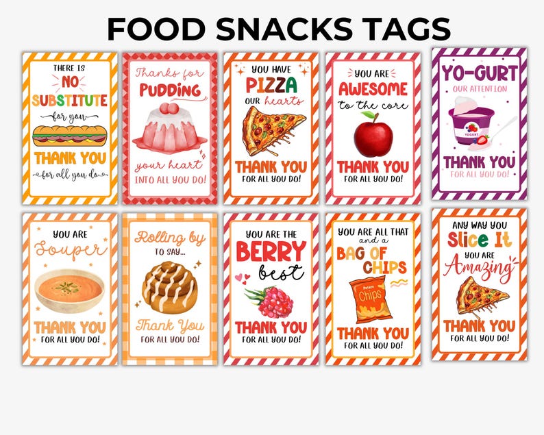Appreciation Tags, Employee Food Tags, Teacher Staff Appreciation Tag ...