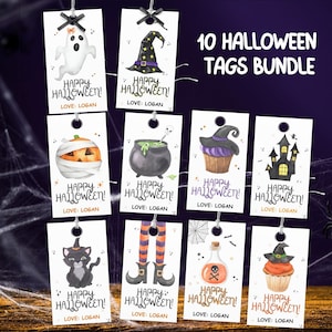 Happy Halloween Gift Tags Bundle, Printable Halloween Tags, Halloween ...