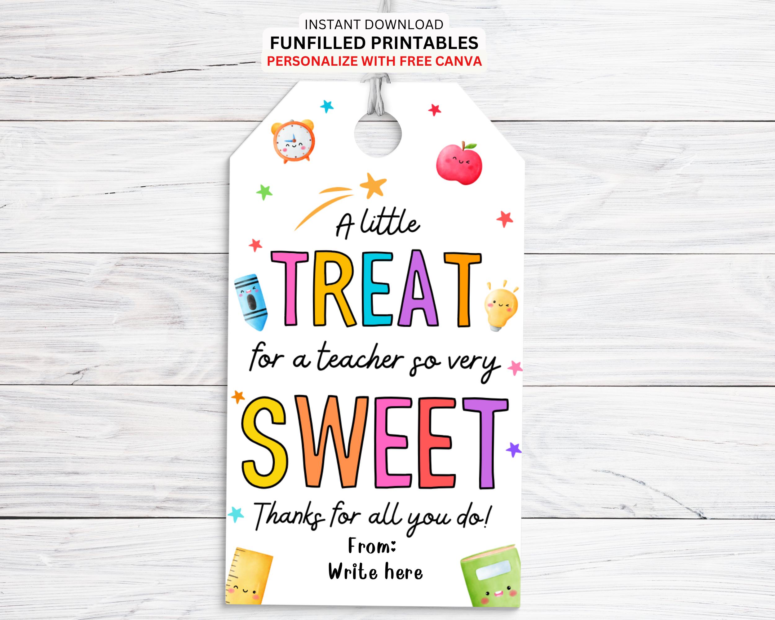 Teacher Appreciation Week Tags, Sweet Treat Gift Tag, Thank You Teacher ...