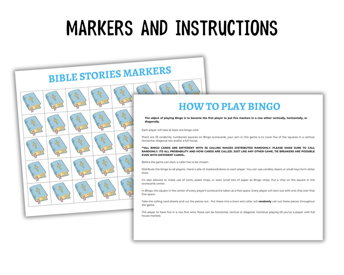 Bible Bingo Game, 30 Bible Stories Bingo Cards, Bible Games for Kids ...