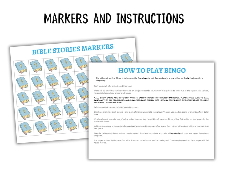 Bible Bingo Game, 30 Bible Stories Bingo Cards, Bible Games for Kids ...