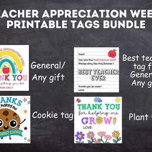 Teacher Appreciation Gifts Tag Bundle, Appreciation Week Gift for ...