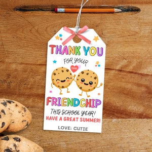 End of School Year Classmate Gift Tag, Friend Chip Cookie Bag Tag, Last ...