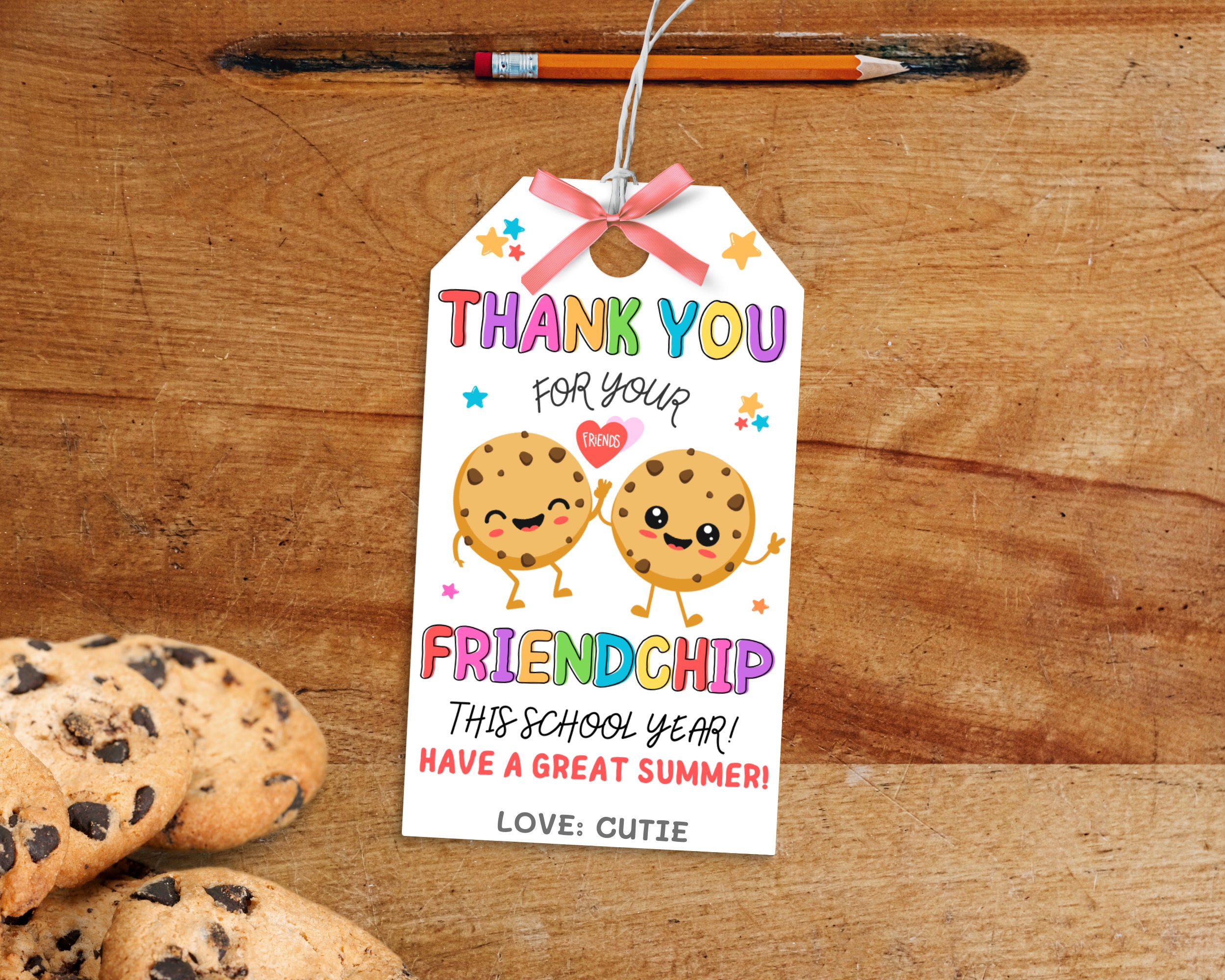 End of School Year Classmate Gift Tag, Friend Chip Cookie Bag Tag, Last ...