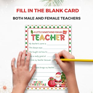 Teacher Christmas Gifts, Printable Teacher Christmas Card, Teacher ...