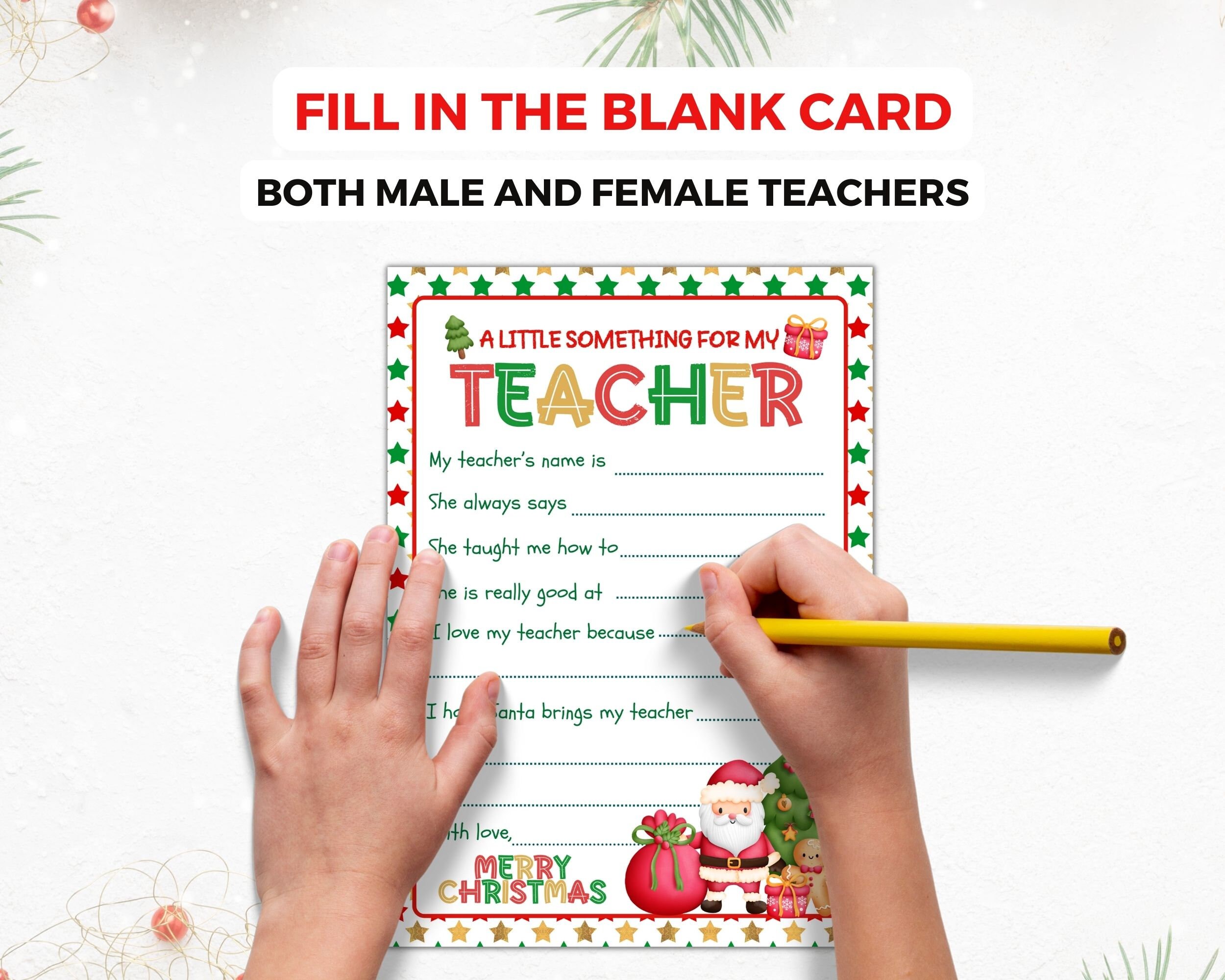 Teacher Christmas Gifts, Printable Teacher Christmas Card, Teacher ...