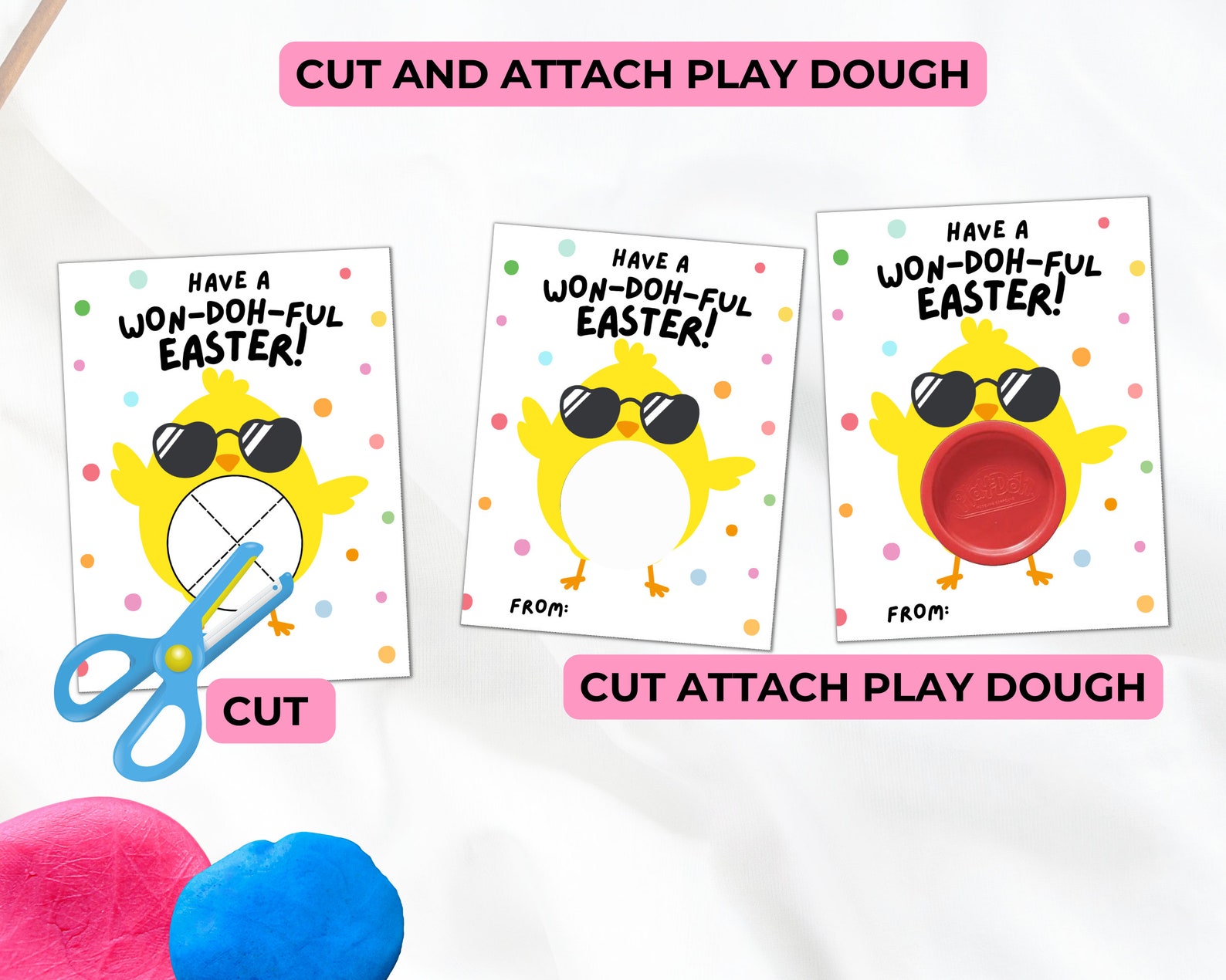 Kids Easter Play Dough Gift Card Printable, Easter Non Candy Classroom ...