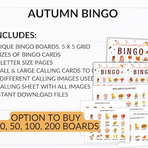 Autumn Bingo, 30 Fall Bingo Cards, Fall Party Games Adults Kids, Kids ...