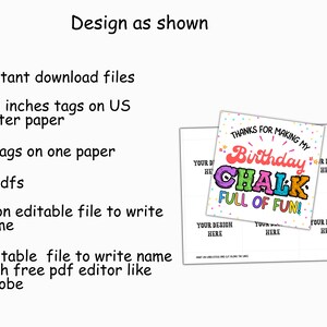 Chalk Full of Fun Tag, Chalk Tags, Summer Birthday Party Favor Tags ...