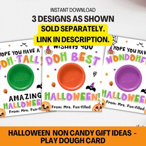 Halloween Play-dough Gift Tag for Kids, Non Candy Halloween Class ...