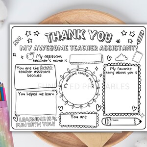 Assistant Teacher Appreciation Gift Printable, Thank You Coloring Page ...