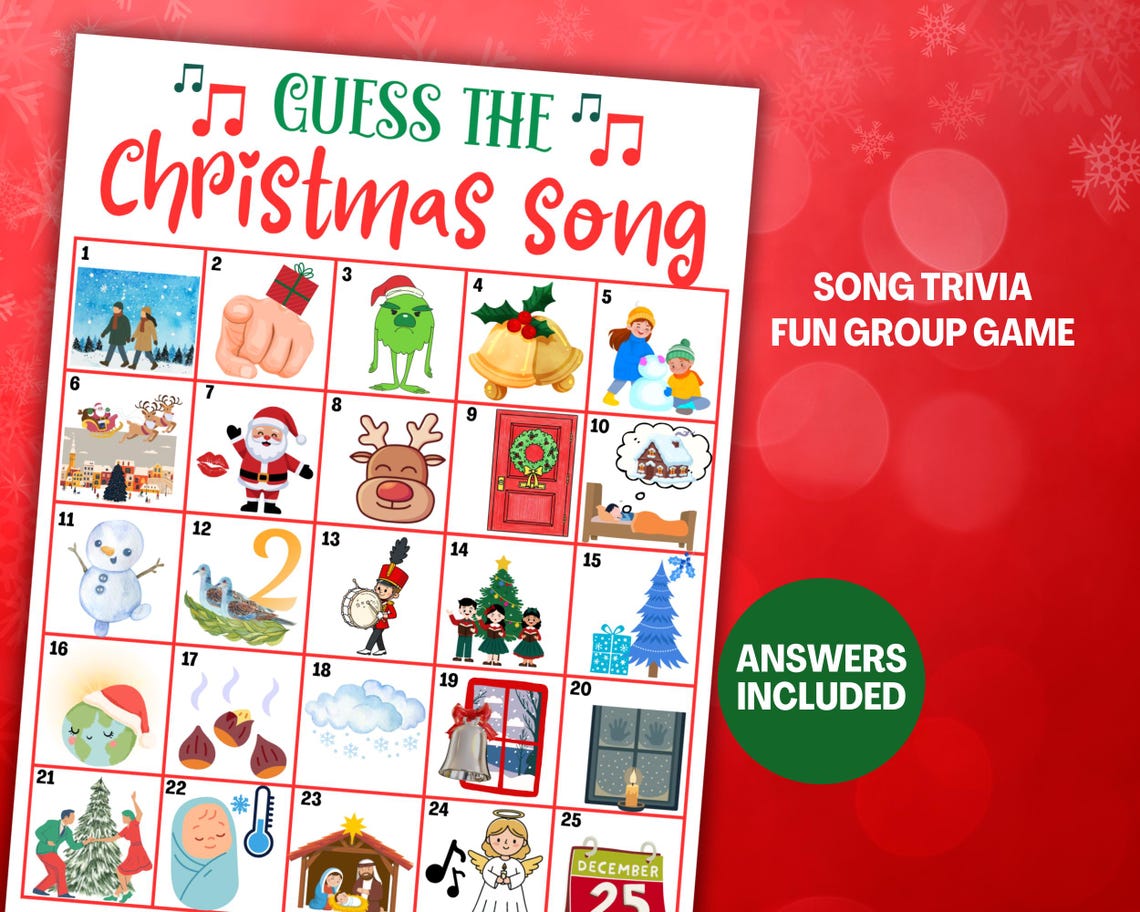 Christmas Song Trivia Game, Guess the Christmas Song Game/ Song Quiz ...