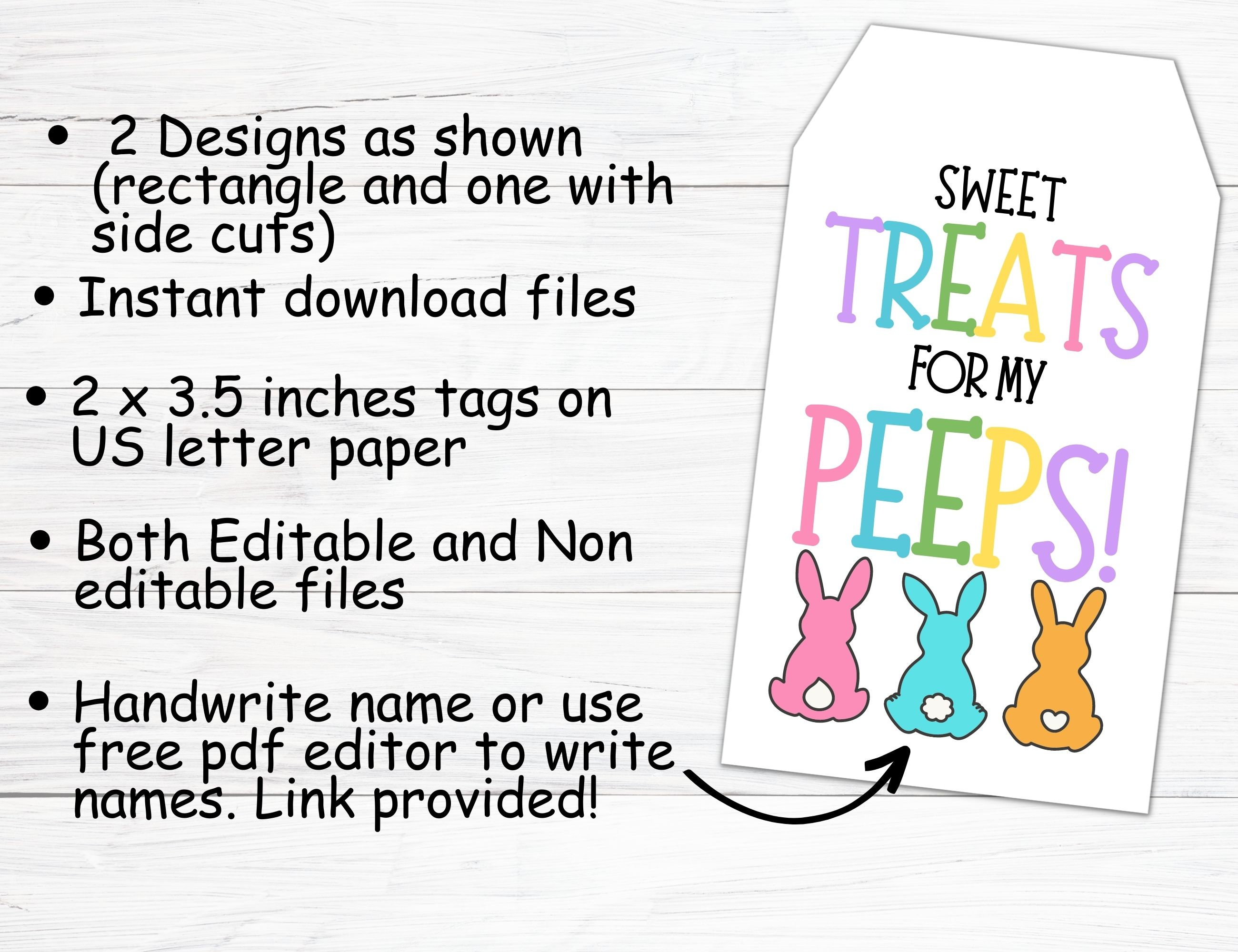Printable Easter Treats for My Peeps Tags, Happy Easter Treat Tags ...