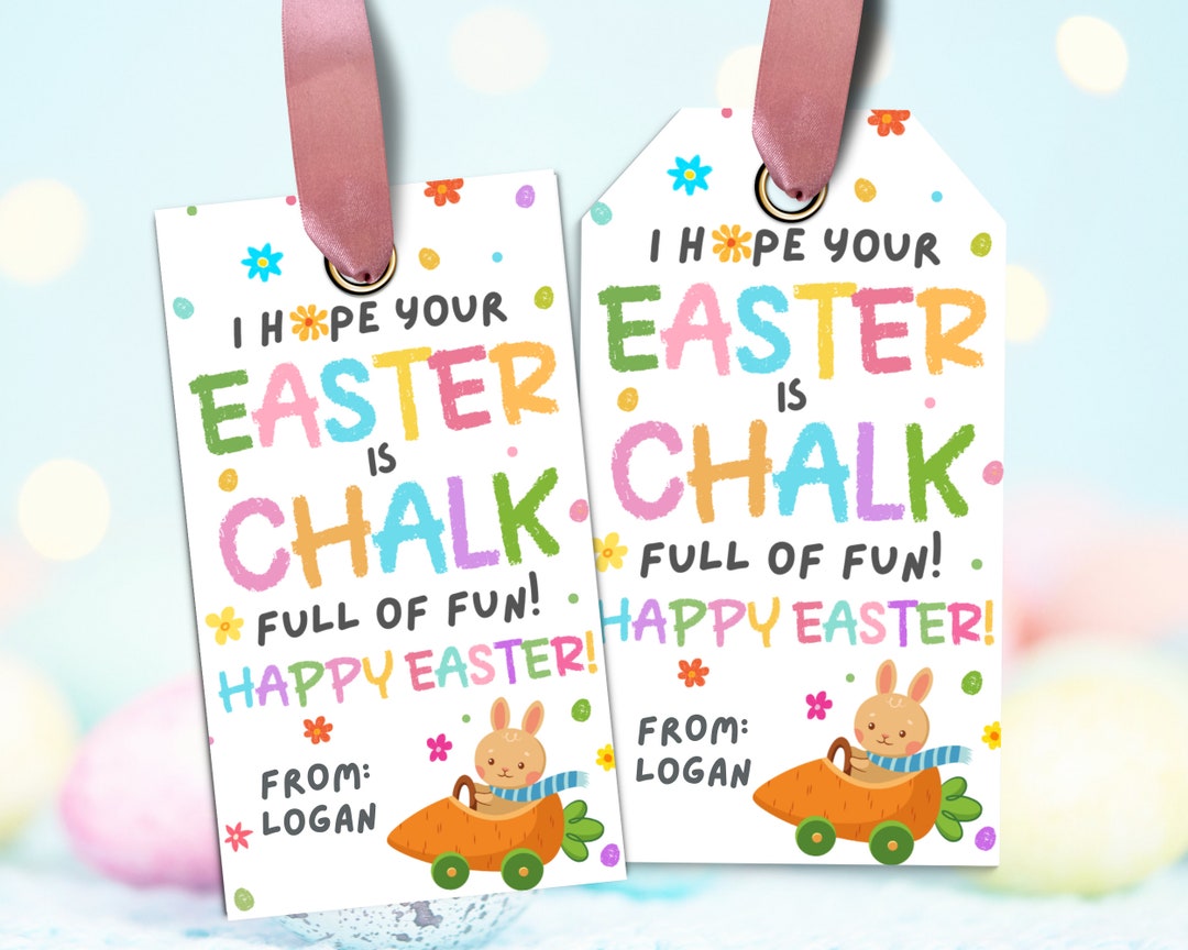 Easter Chalk Gift Tag Printable, Easter Non Candy Classroom Gift ...