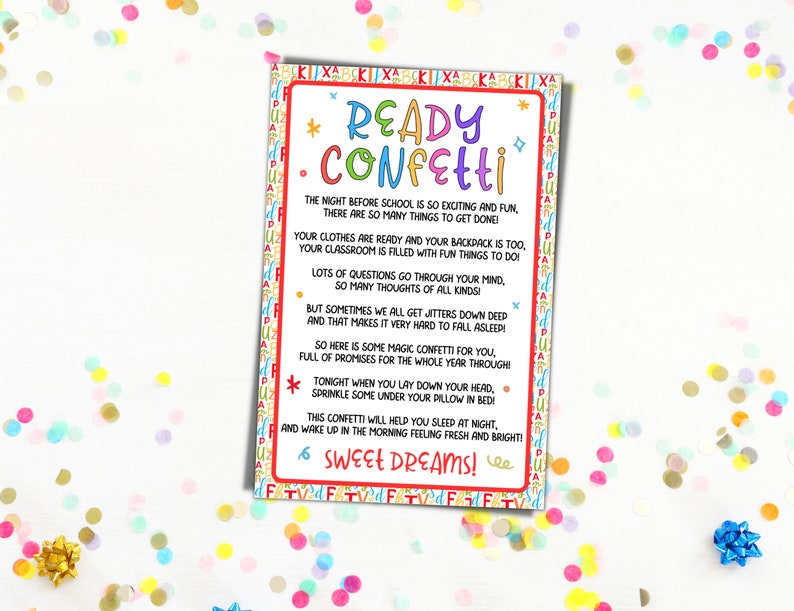 Ready Confetti Printable, Back to School Gift for Students ...
