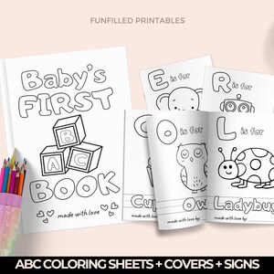 Baby Shower Abc Coloring Book, Baby's First Abc Book Baby Shower Game ...