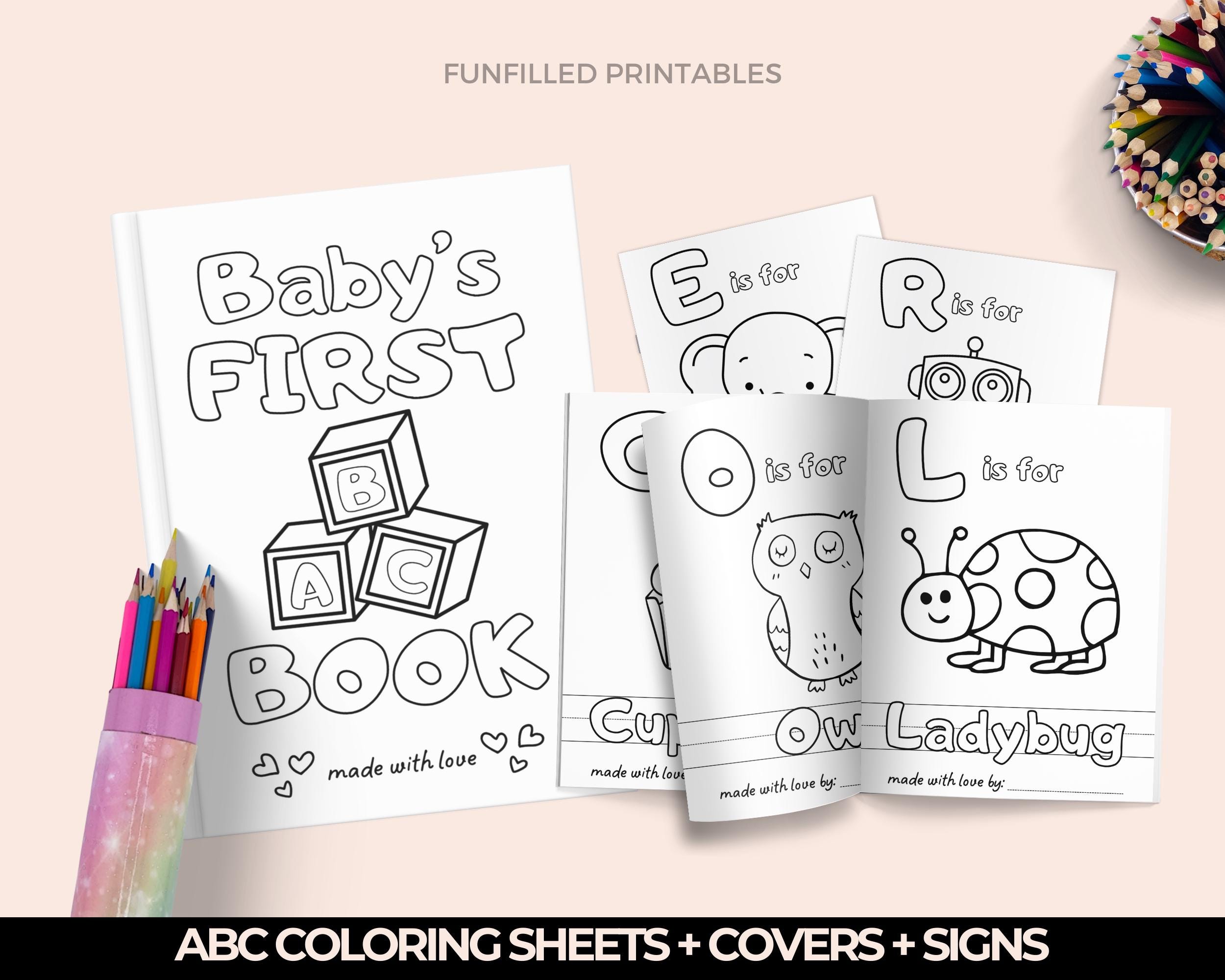 Baby Shower Abc Coloring Book, Baby's First Abc Book Baby Shower Game ...